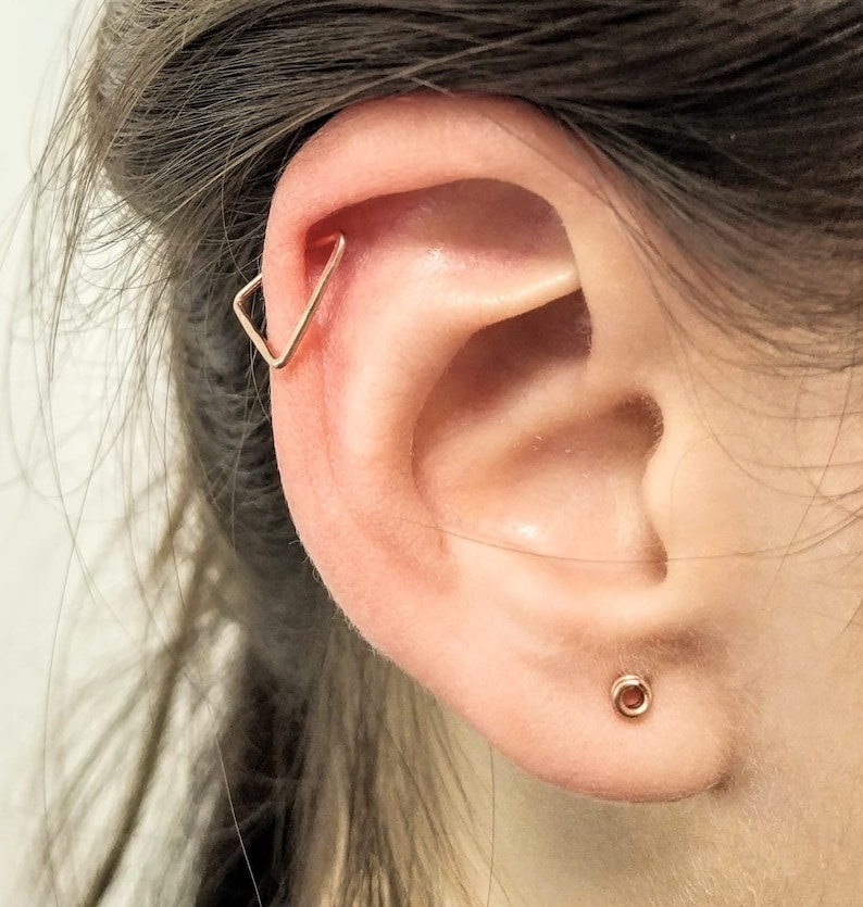 Triangle Helix Hoop Earring Gold Helix Piercing 18 Gauge - Etsy