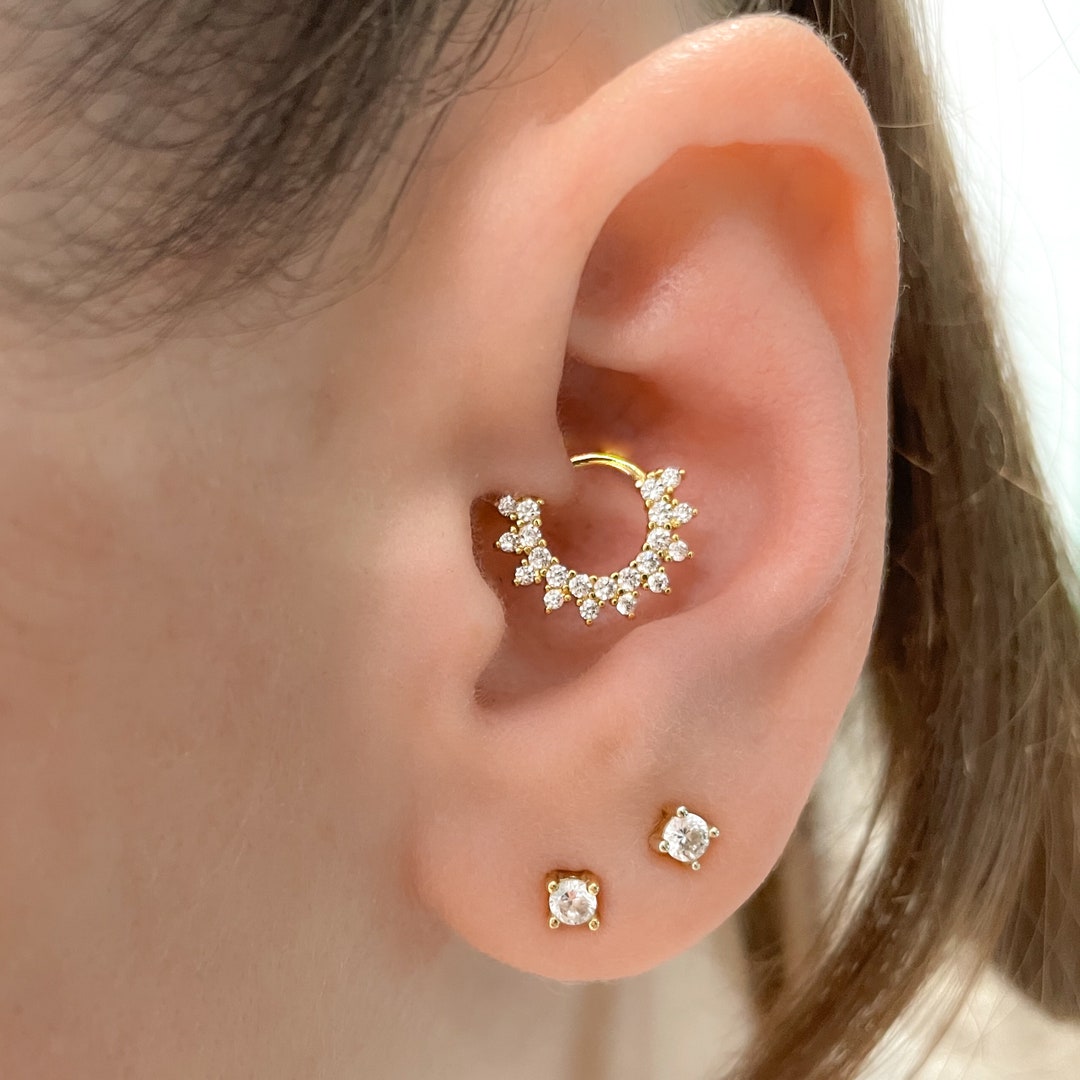 Spiky Daith Hoop Piercing - Piercing Earring 8 Mm 18g - Sparkly Diamond ...