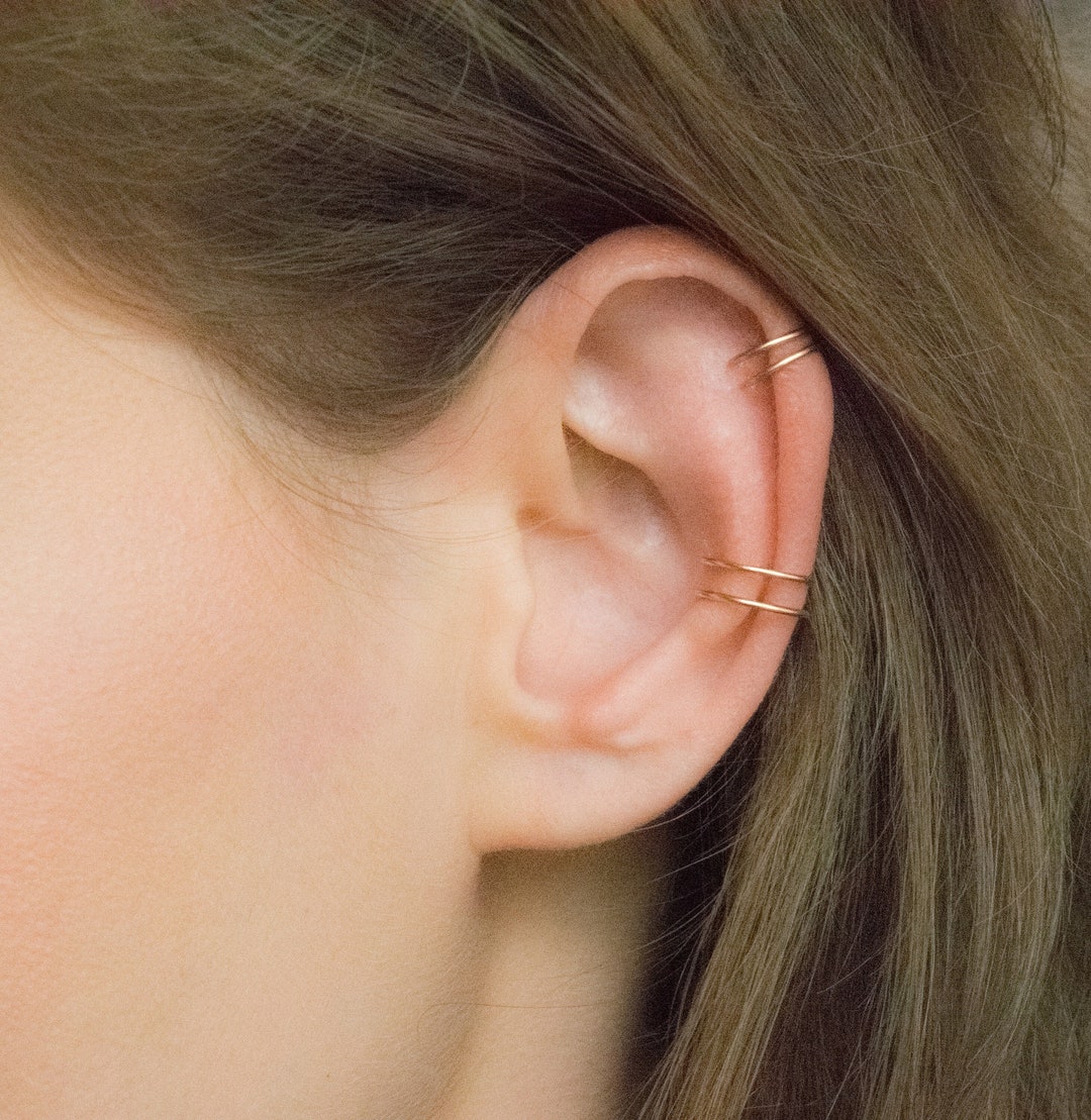 Double Ear Cuff Gold Filled - Fake Conch Piercing - Ear Cuffs No ...