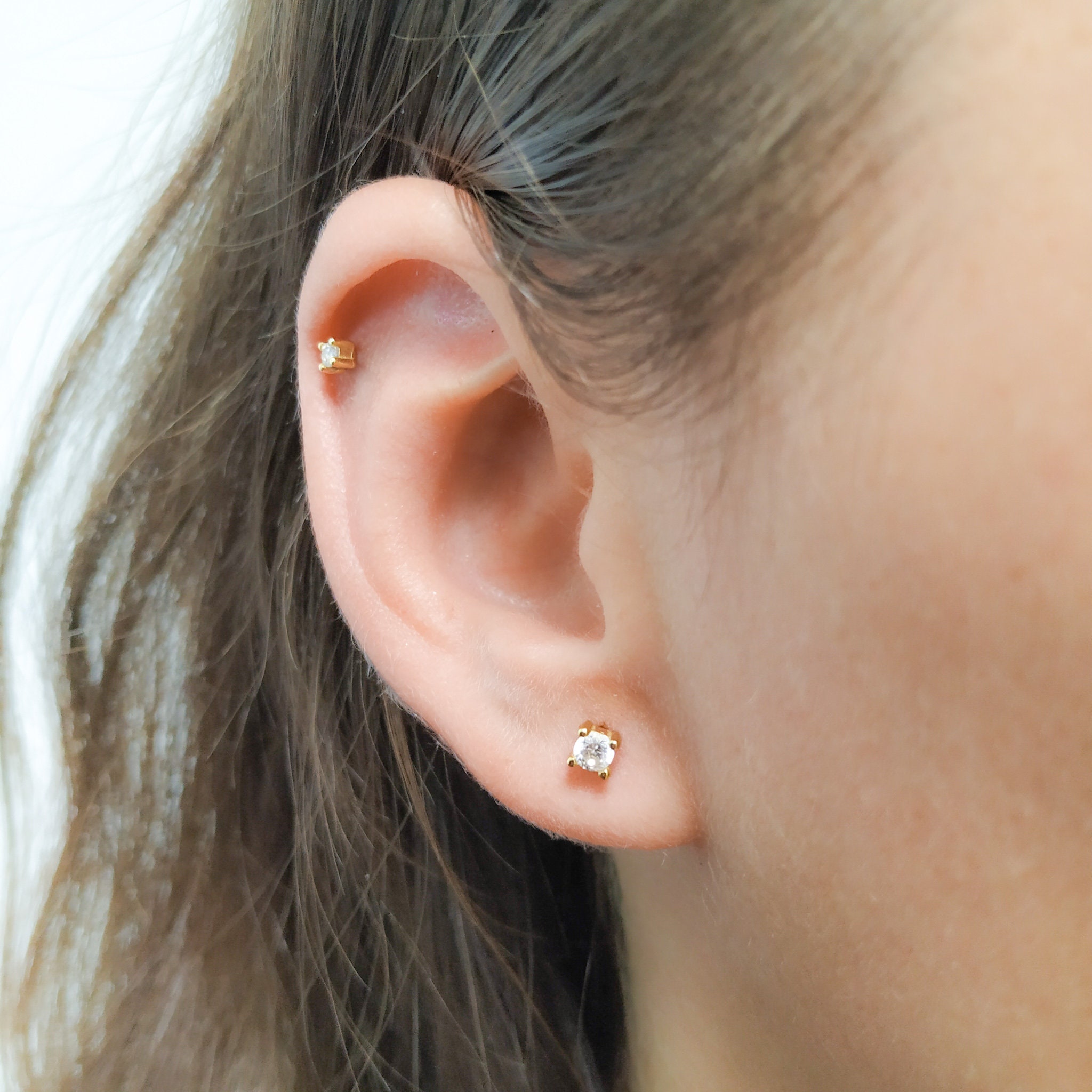 CZ Diamond Helix Jewelry CZ Stud Helix Earring | Etsy