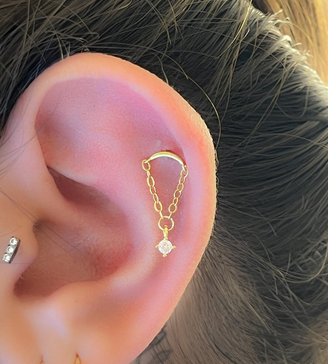 Helix Earring Chain- Curved Helix Earring- Helix Chain Piercing-16g ...