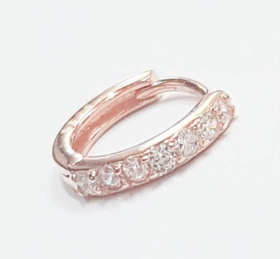 Rose Gold Helix Piercing, Helix Earring, CZ Diamonds Cartilage Earring ...