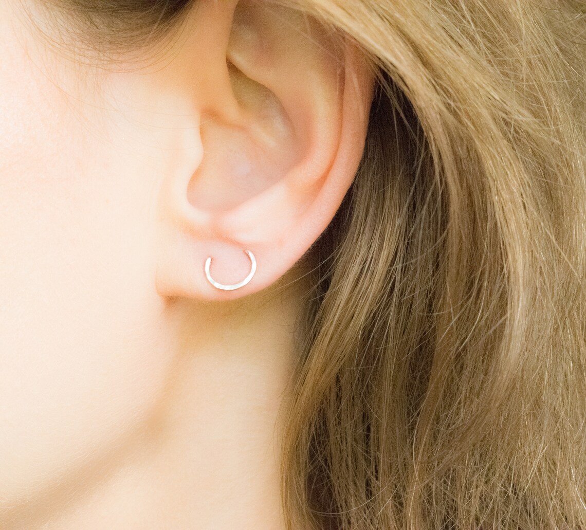 Double Piercing Circle Earring-two Hole Earring Sterling - Etsy