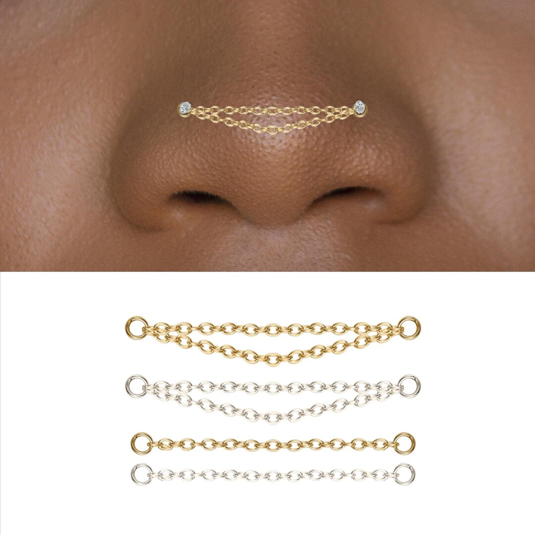 Nose Studs Chain - Piercing Chain - Double Nose Stud Chain - Nasallang ...