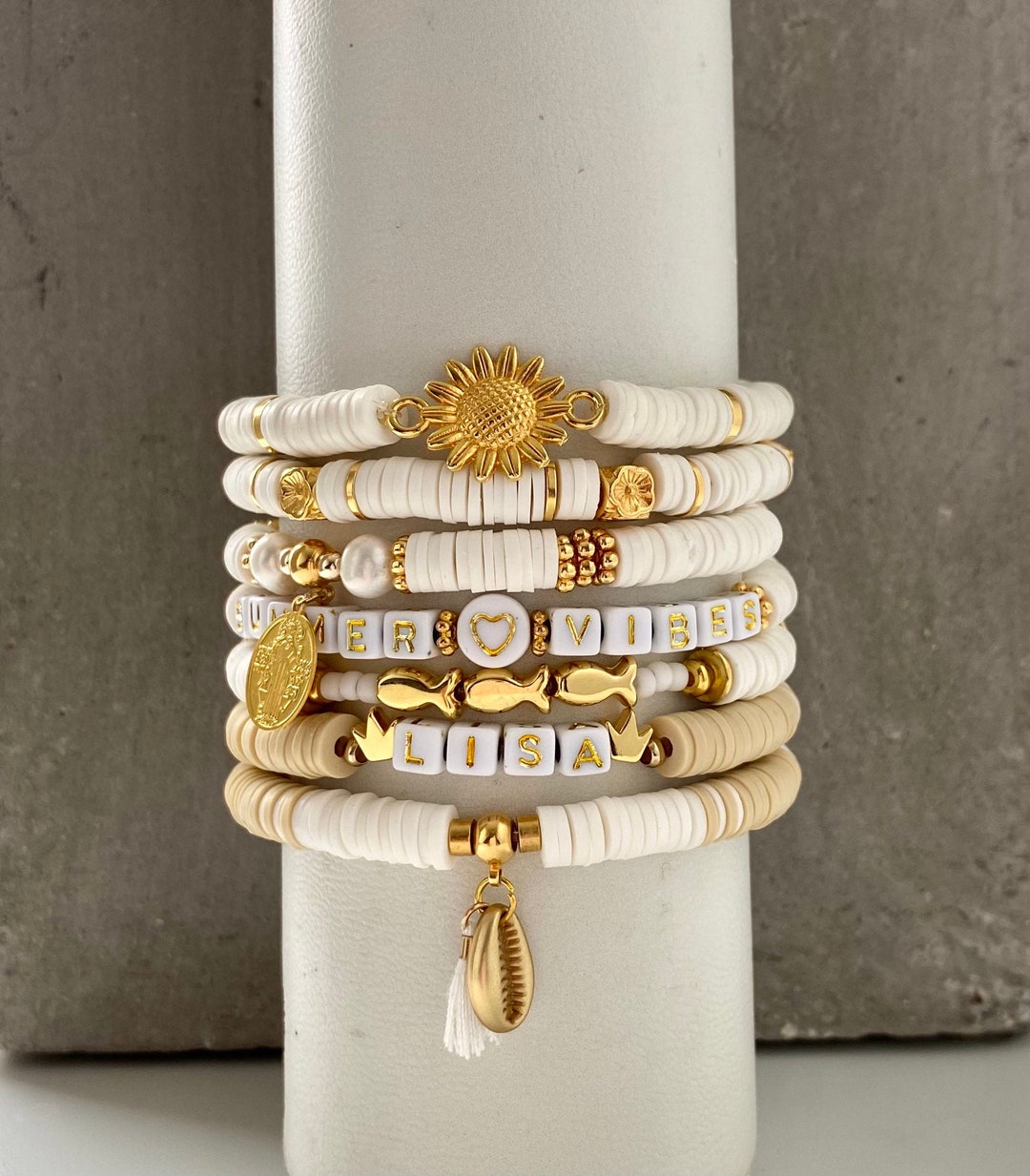 Armband Katsuki Disc Perlen, Heishi, Surfer Armband, Muschel - Etsy.de