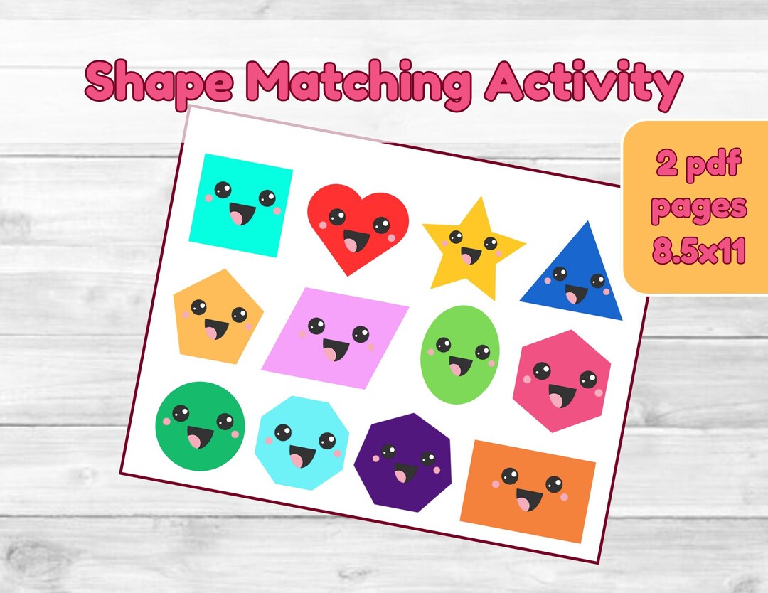 Shapes Matching Activity Printable, Preschool Pre-k Toddler Learning ...