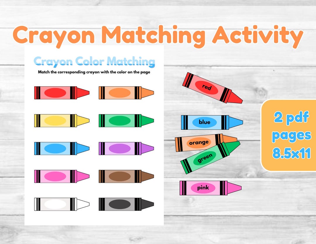Crayon Color Matching Printable Activity, Toddler Educational Worksheet ...