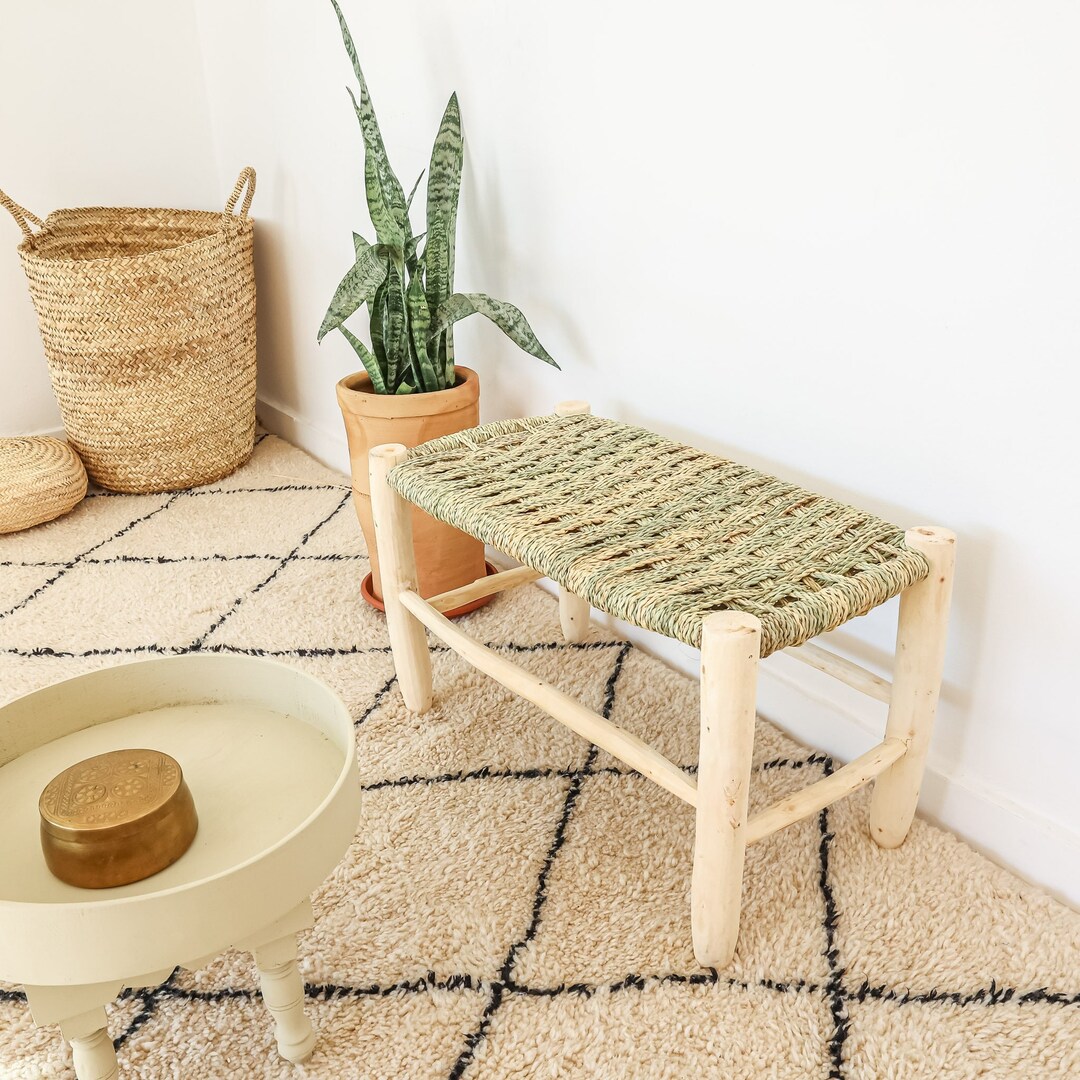 Moroccan Bench in Raw Wood and Natural Braiding 22 28 35 43 - Etsy