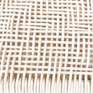 Bench in Raw Wood and Openwork Weaving in Natural Cotton, Handmade ...