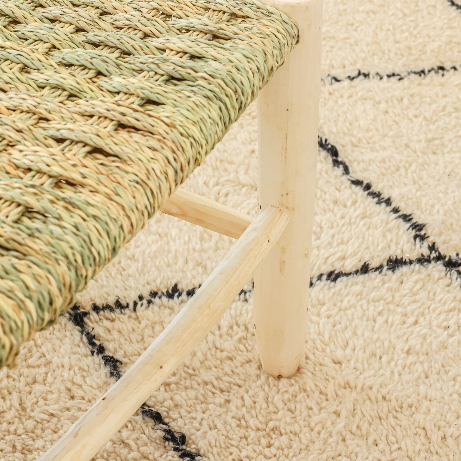 Moroccan Bench in Raw Wood and Natural Braiding 22 28 35 43 - Etsy