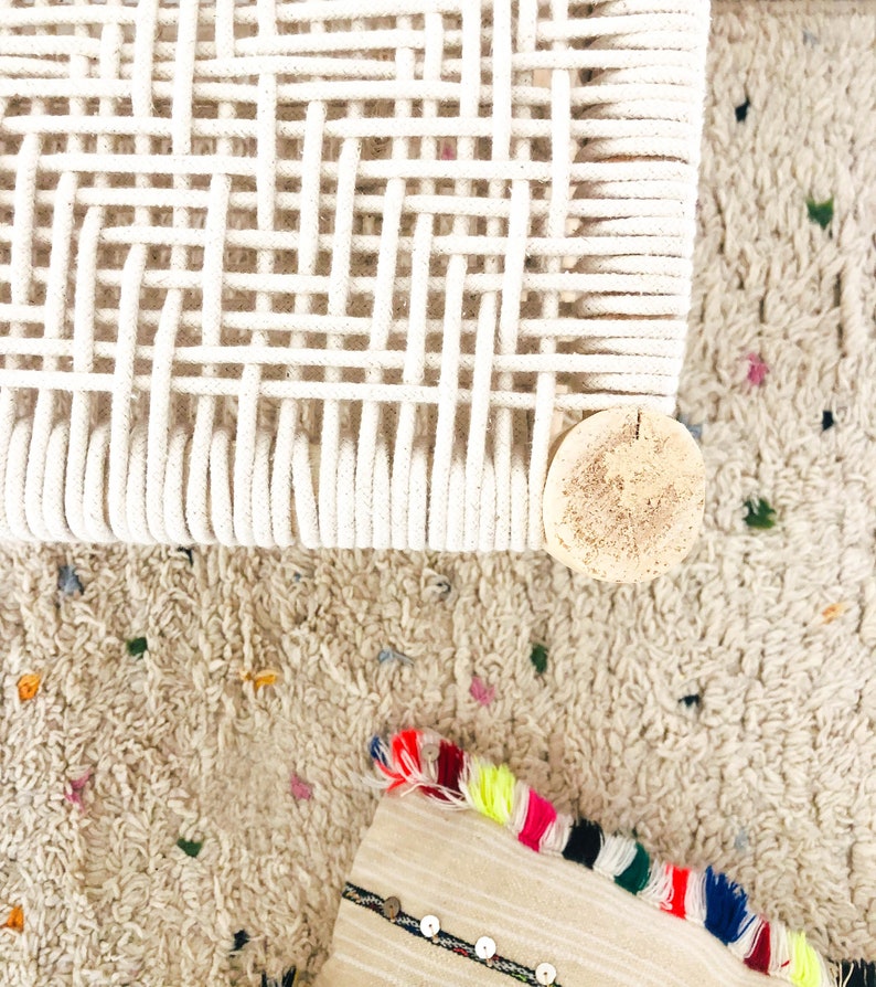 Bench in Raw Wood and Openwork Weaving in Natural Cotton - Etsy