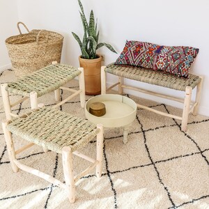 Moroccan Bench in Raw Wood and Natural Braiding 22 28 35 43 - Etsy