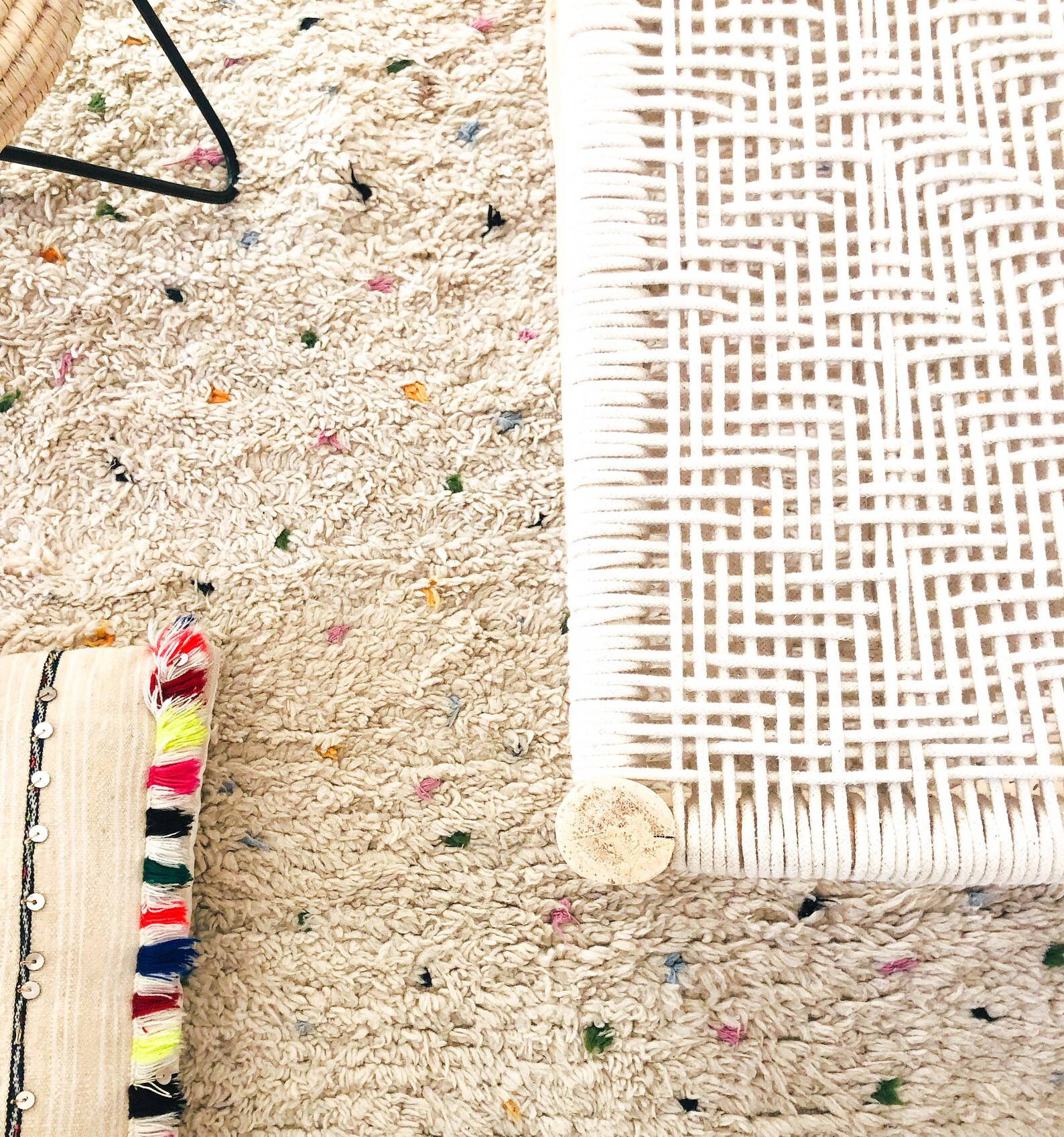 Bench in Raw Wood and Openwork Weaving in Natural Cotton - Etsy