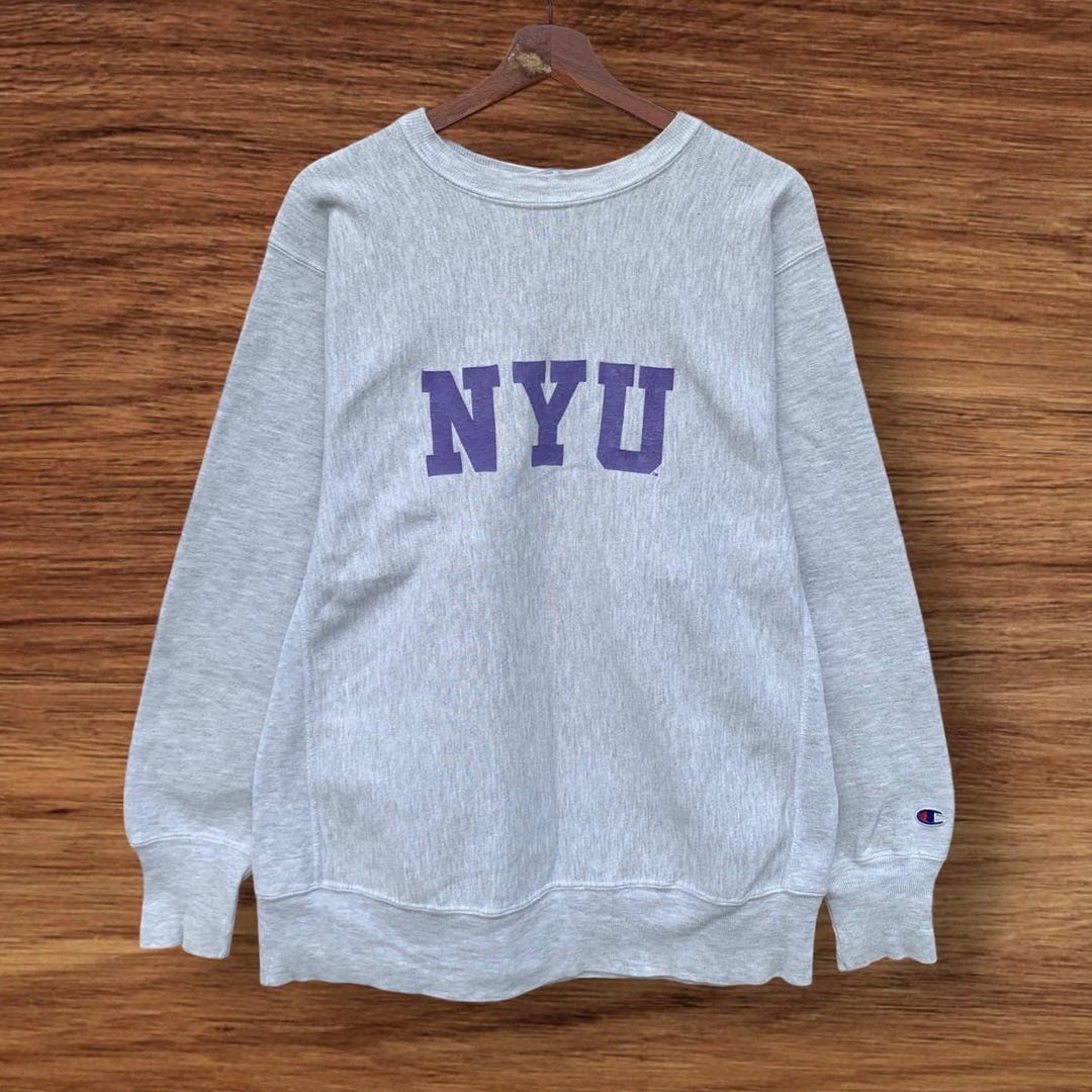 Rare! Vintage 90s Champion Reverse Weave NYU Crewneck Longsleeve Big ...