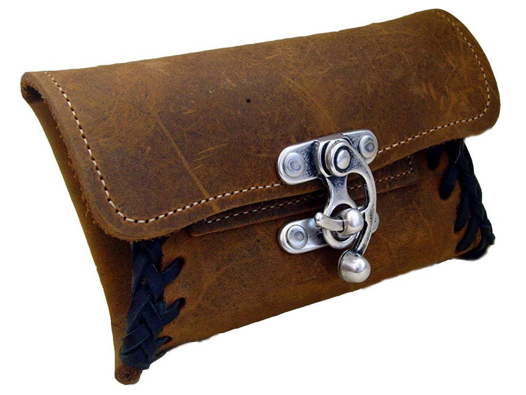 Sac à tabac, sac à rouler, étui à tabac en cuir avec fermeture à ...