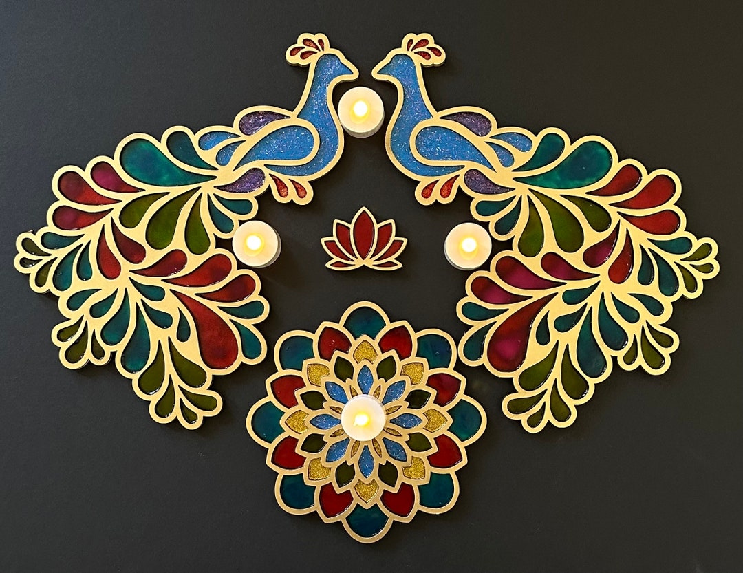 Mor and Mandala Rangoli Mat - Etsy