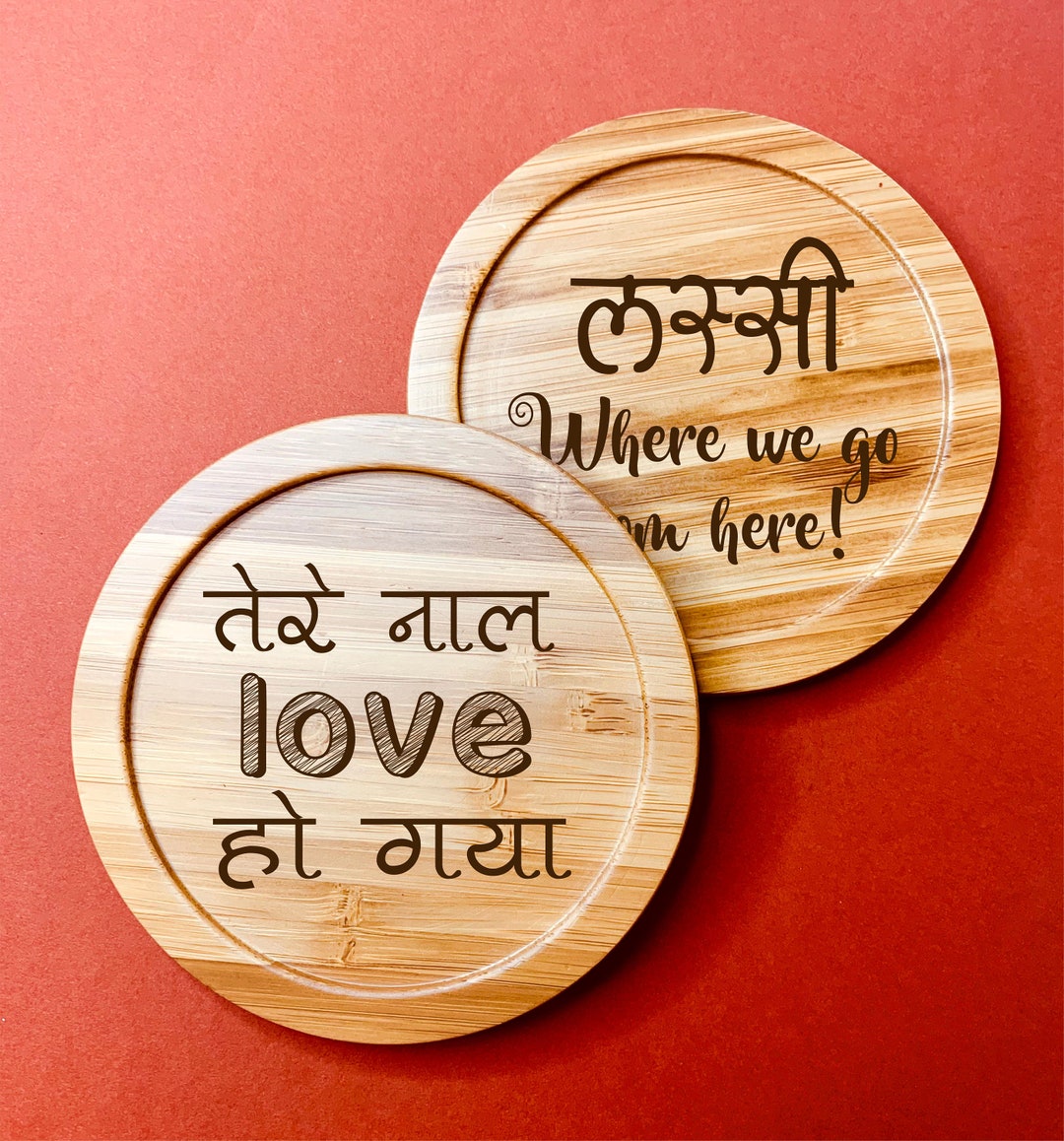 Customized Bamboo Coasters. (pack of 02) - Etsy