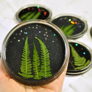 Pressed Fern in Resin Vintage Glass Lid Real Dried Pressed Fern ...