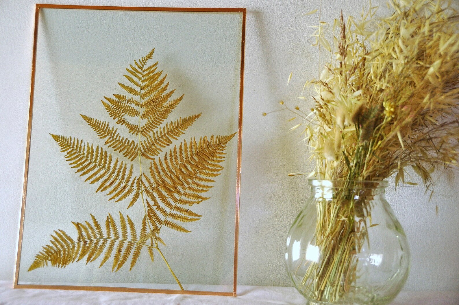 Pressed Autumn Brown Fern frame Scandinavian decor Fern frame | Etsy