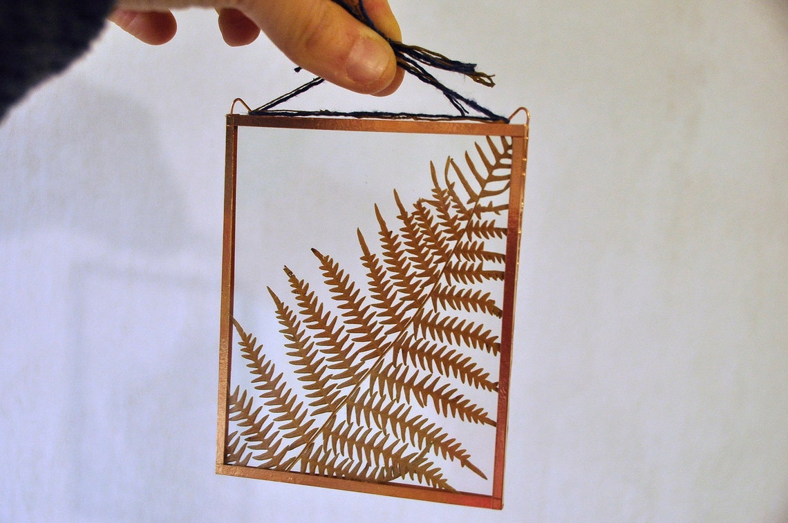 Pressed Fern Frame Fern Plant Art Autumn Fern Golden Golden | Etsy