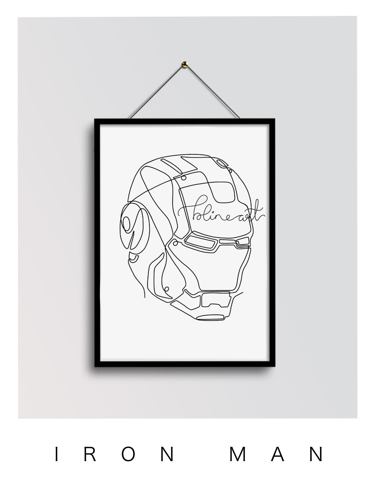 Iron Man Marvel Avengers Superheld Art Single Line Art Print Marvel ...