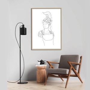 Athena Greek Goddess Art Print | Minimalist Single Line Art | Mythology ...