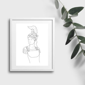 Athena Greek Goddess Art Print | Minimalist Single Line Art | Mythology ...