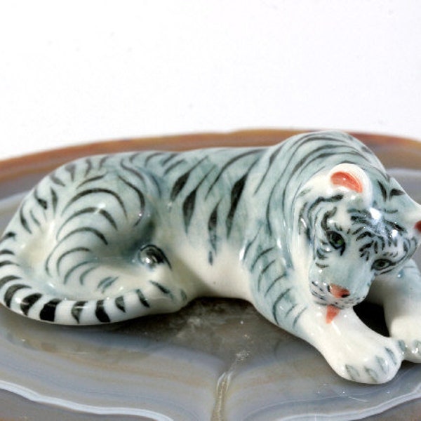 Porcelain Tiger Figurine - Etsy
