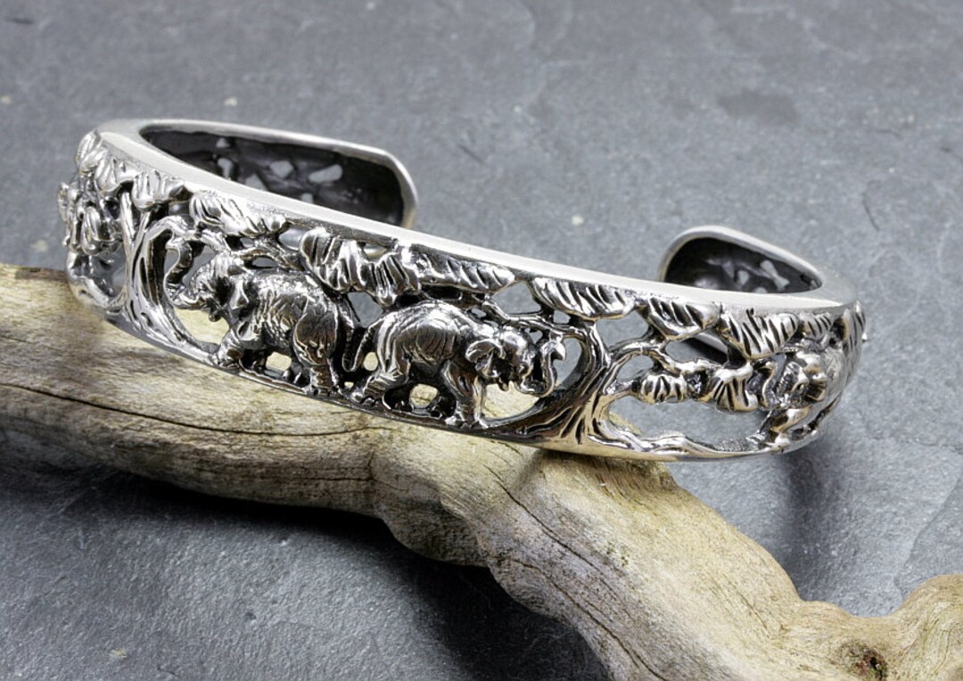 Elephants, Bangle, 925 Sterling Silver - Etsy