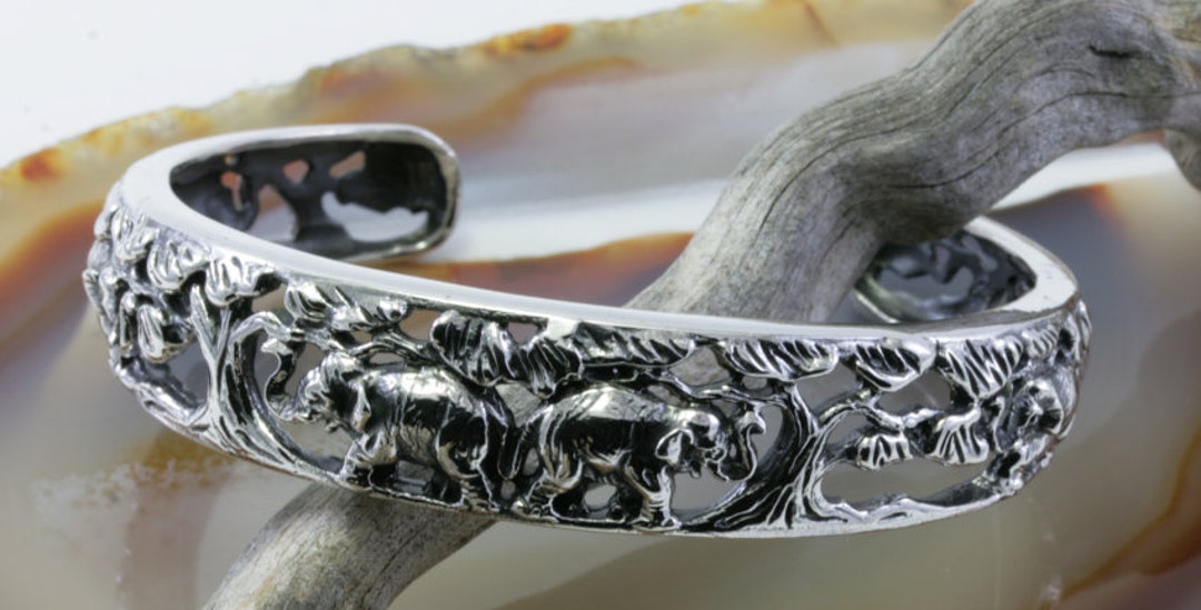 Elephants, Bangle, 925 Sterling Silver - Etsy