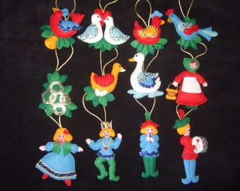 12 Days of Christmas Ornaments Felt - Etsy