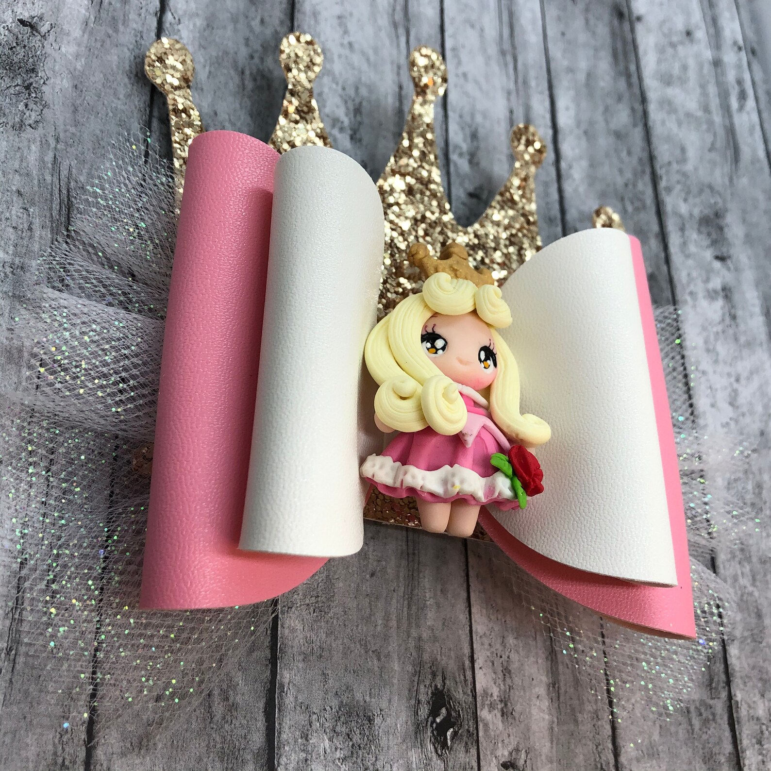 Princess Crown Hair Bow Faux Leather Bow Hair Bow | Etsy