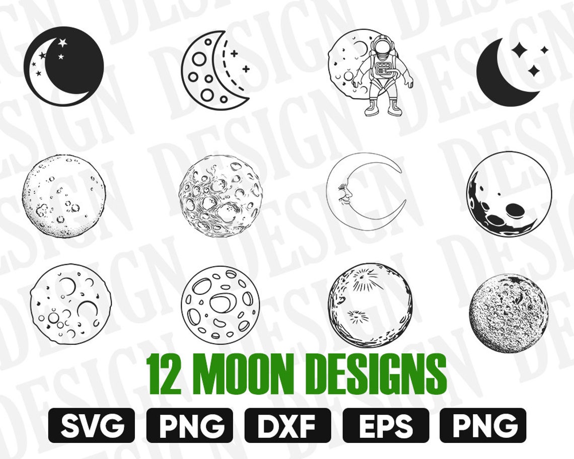 MOON SVG, Moon Vector, Moon Silhouette, Moon Stencil, MOON Pattern ...