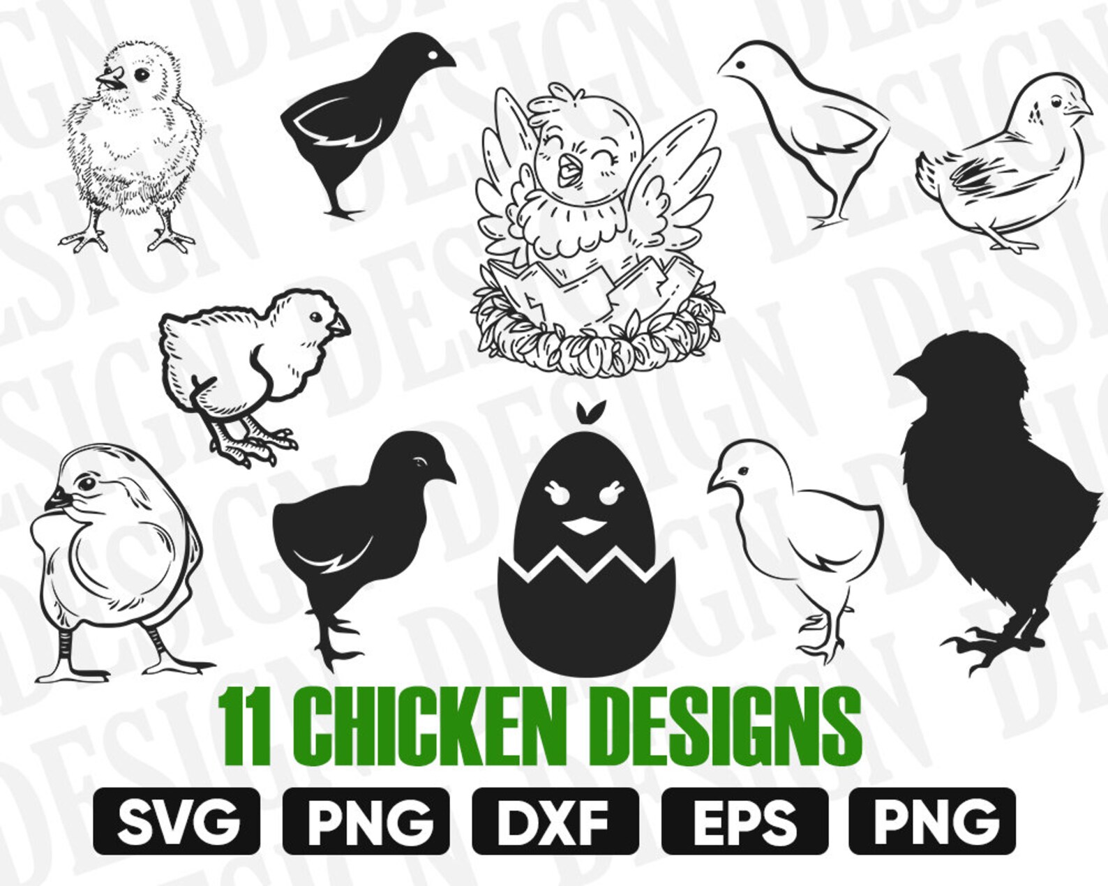 CHICK SILHOUETTE Chicken Clipart Chicken Egg SVG Chicken | Etsy