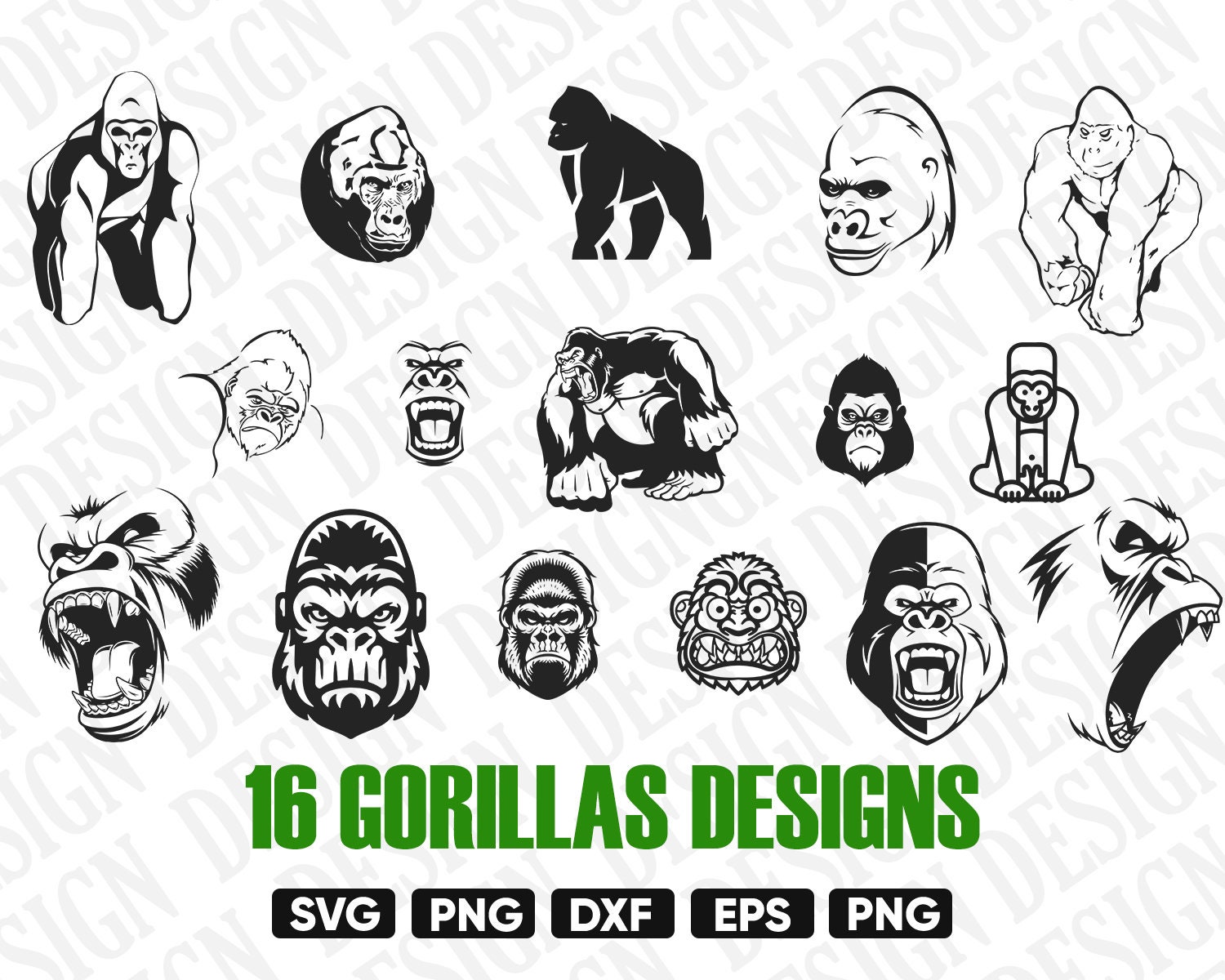 GORILLAS SVG, Gorilla Silhouette, Affe Svg, Gorilla Kopf Svg, König ...