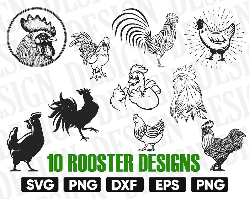 Rooster Svg Chicken Svg Rooster Clipart Farm Animal Svg - Etsy