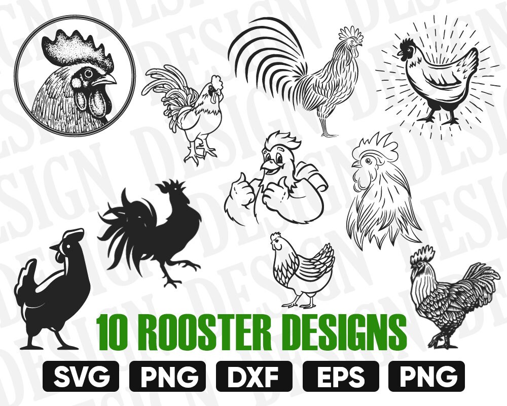 Rooster Svg Chicken Svg Rooster Clipart Farm Animal Svg | Etsy