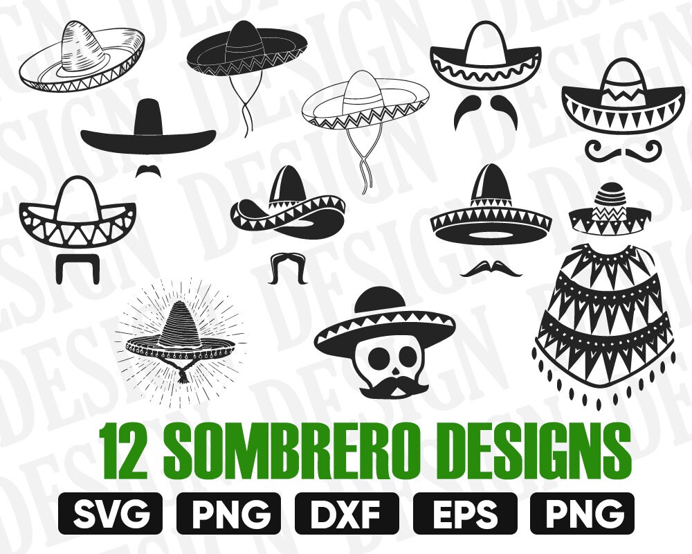 Sombrero Svg, Cinco De Mayo Svg, Fiesta Svg, Mexican Hat Svg, Mustache ...