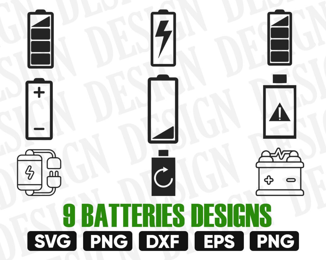Batteries Svg, Low Battery Svg, Full Battery Svg, Cricut Battery Svg ...