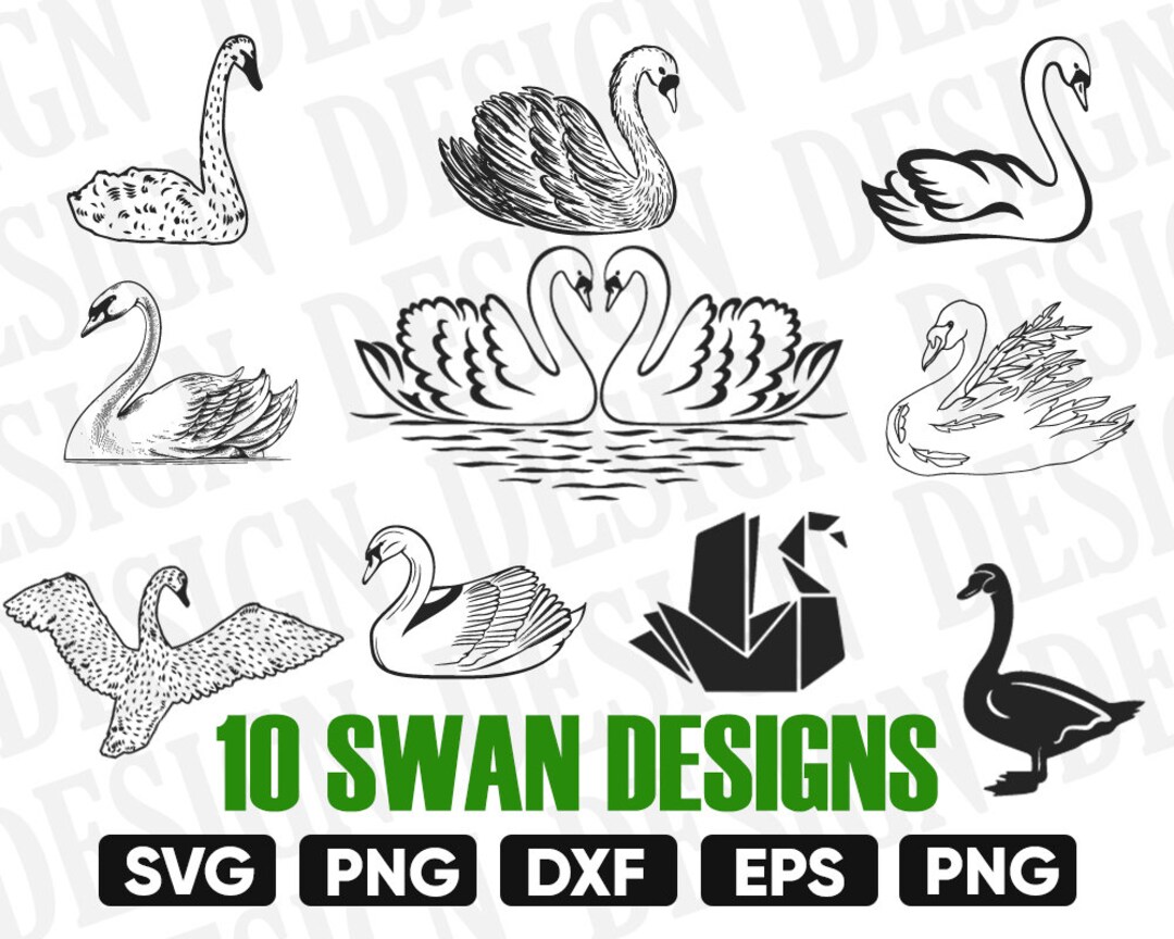 Swan Svg, Swan Vector, Swan Clipart, Swan Dxf, Png, Bird Svg, Swan Silhouette, Swan Cut File ...