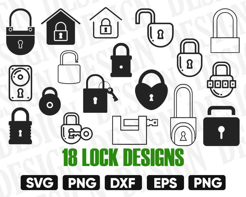 LOCK SILHOUETTE Security Lock SVG Lock Vector Security Lock - Etsy