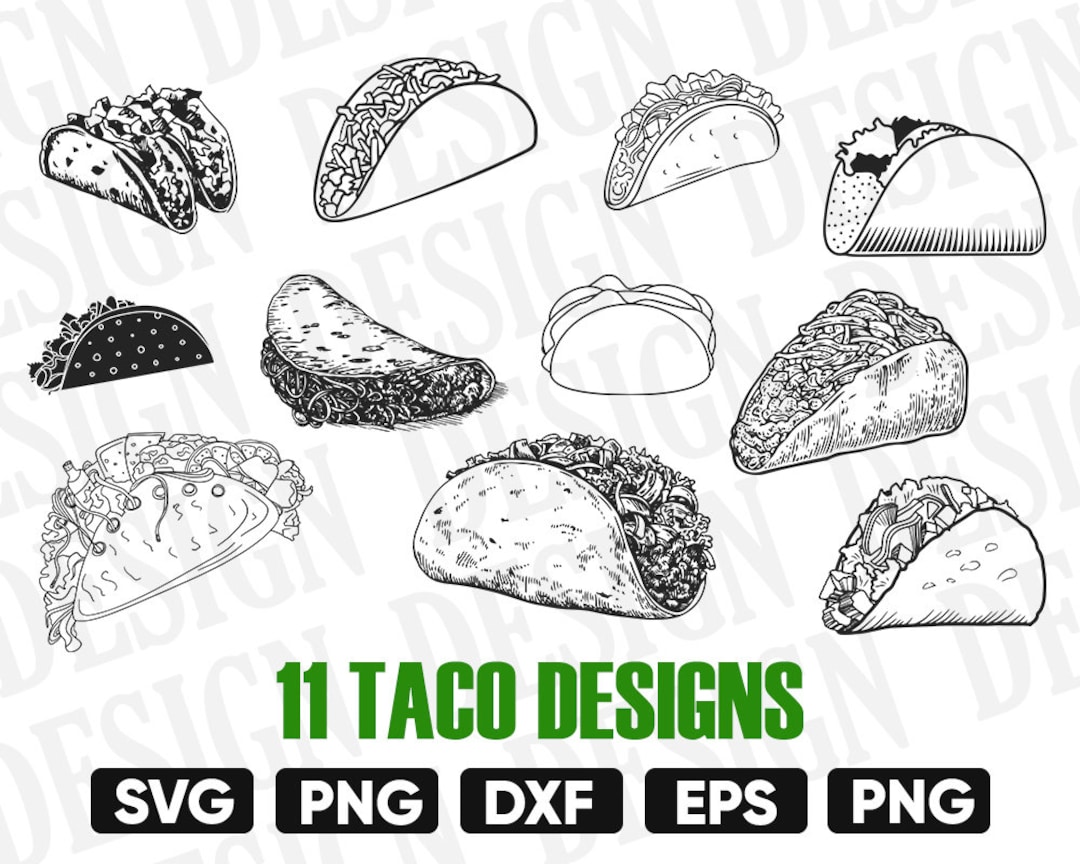 TACO SVG, Mexican Food Svg, Taco Vector, Taco Stencil, Taco Design, Taco Pattern, Mexican Food ...