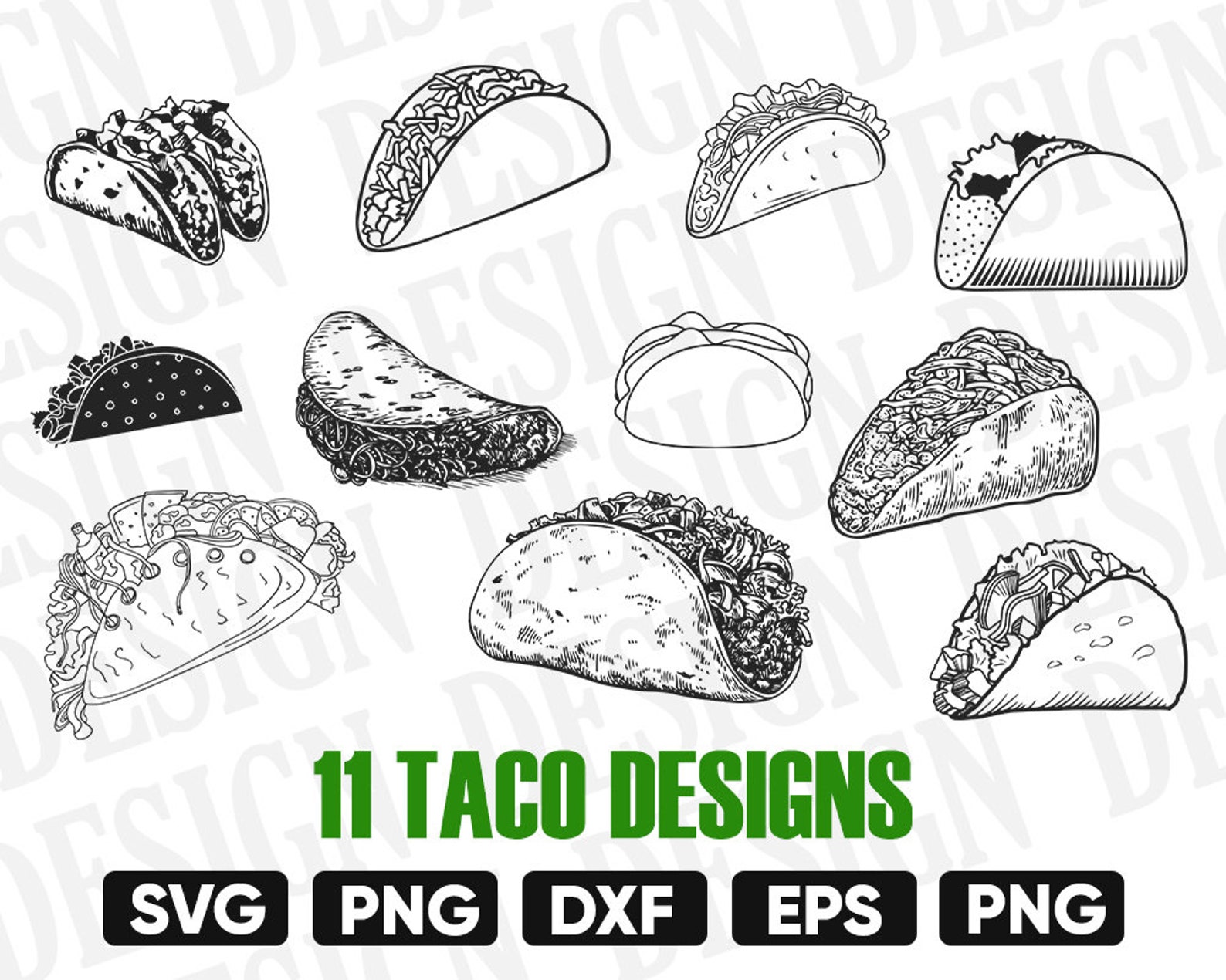 TACO SVG, Mexican Food Svg, Taco Vector, Taco Stencil, Taco Design ...