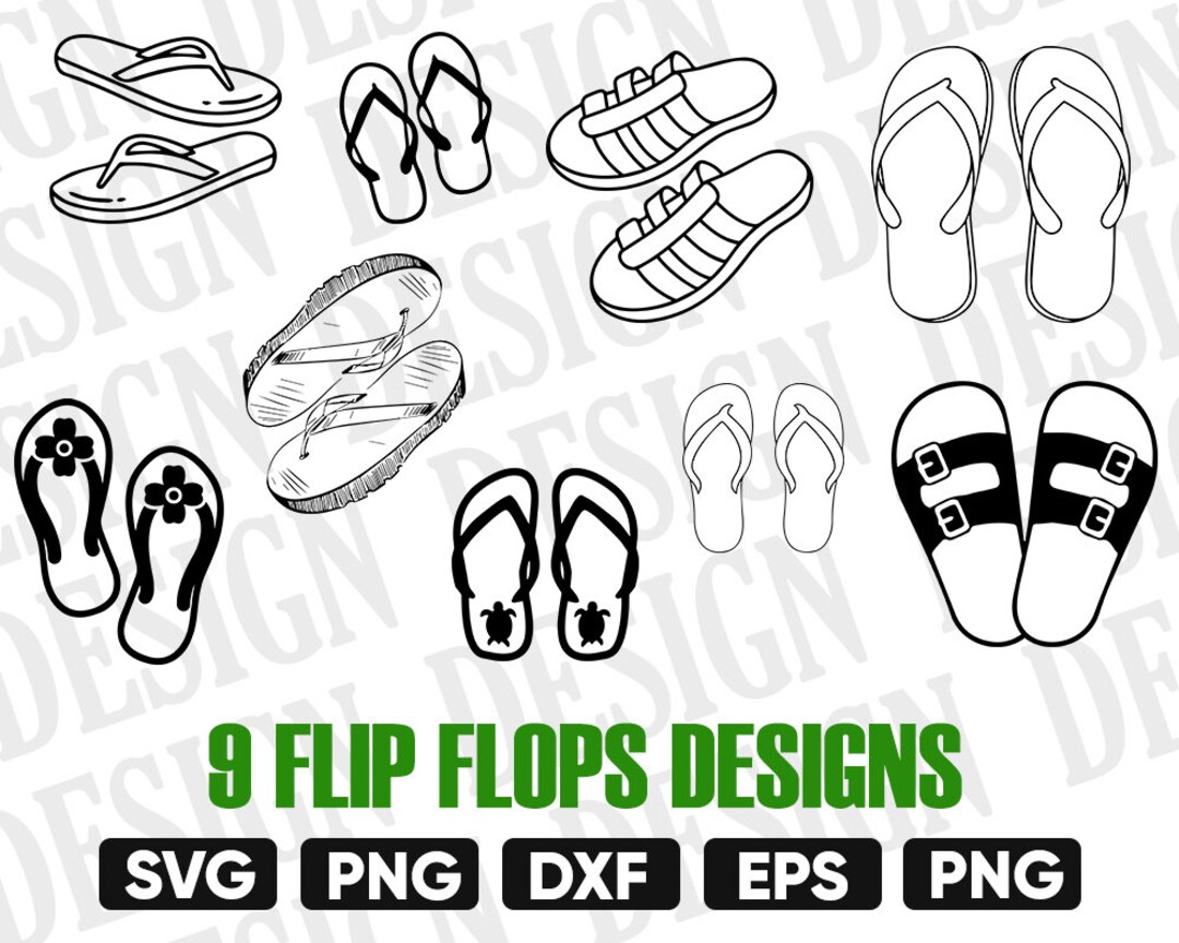 FLIP FLOPS SVG, Flip Flops Vector, Monogram Flip Flops, Flip Flop ...