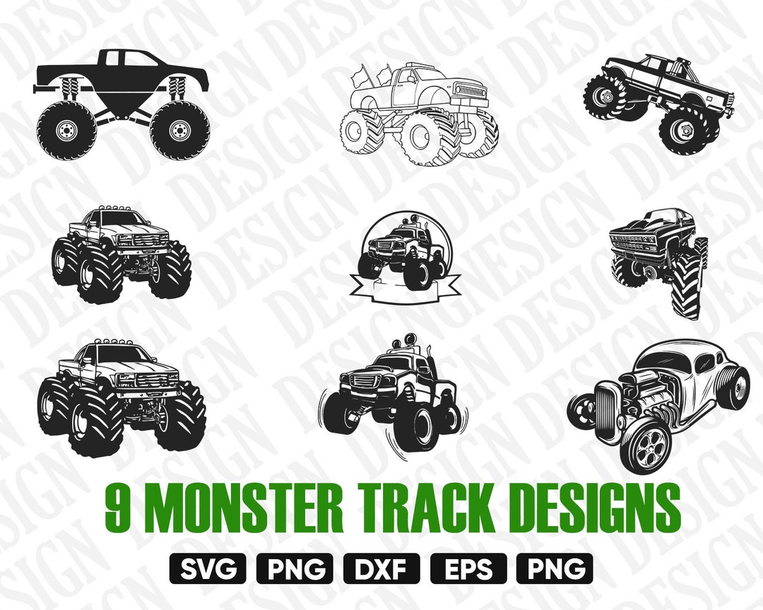 MONSTER TRACK SVG, Monster Truck Clipart, Monster Truck Silhouette ...