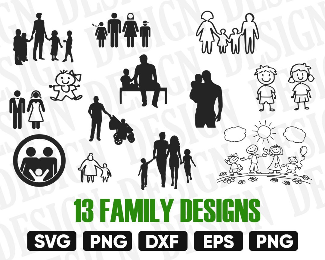 FAMILY SVG, Family Clipart, Stick Family Svg, Family Silhouettes, Stick ...