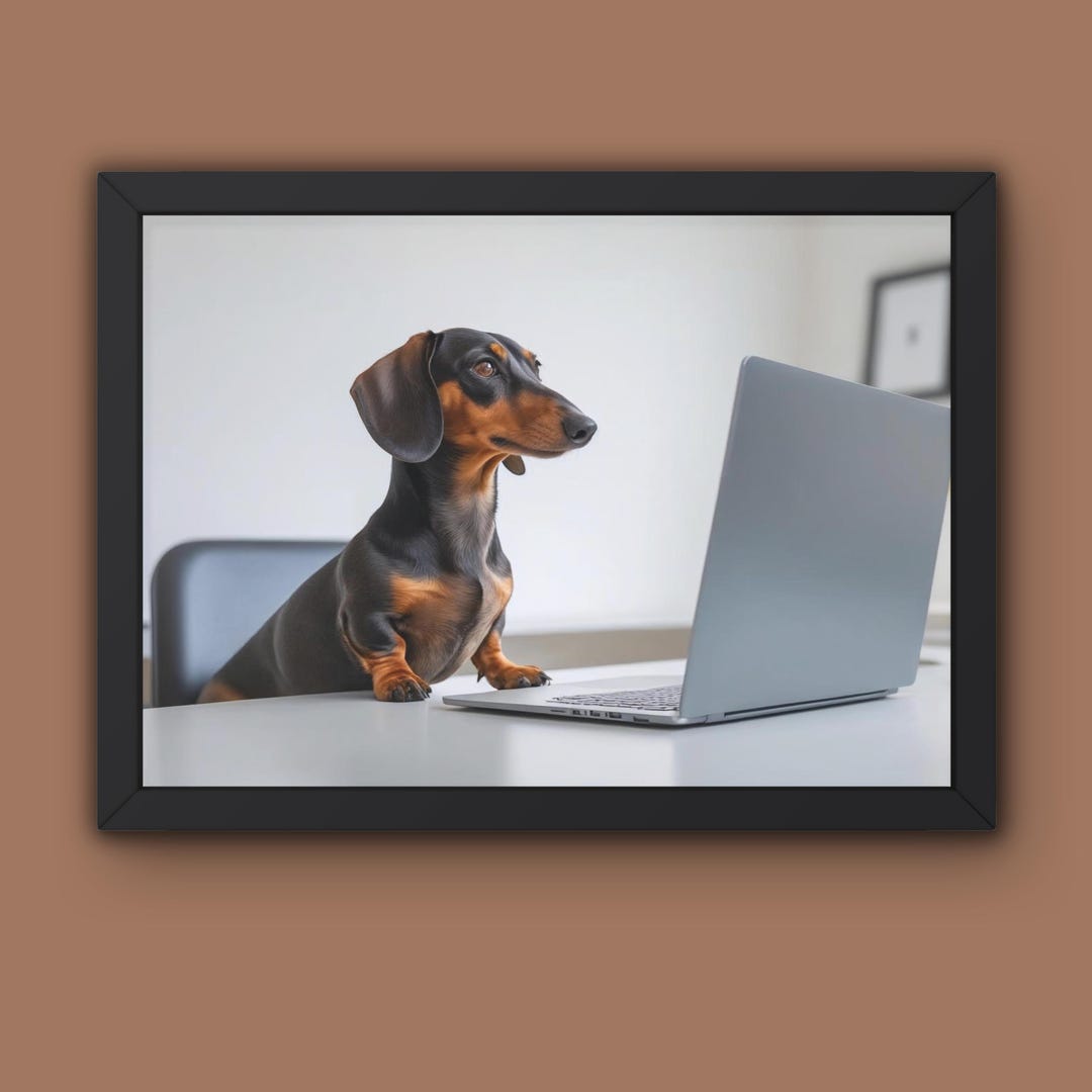 Dachshund Office Photo | Dog at Desk, Work From Home (digital Download ...