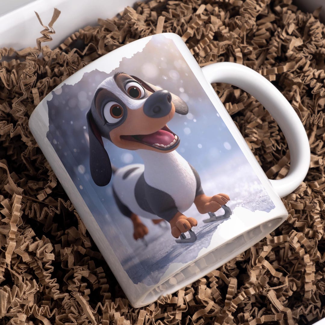 Piebald Dachshund Ice Skating PNG | Winter Wiener Dog Clipart | 3D ...
