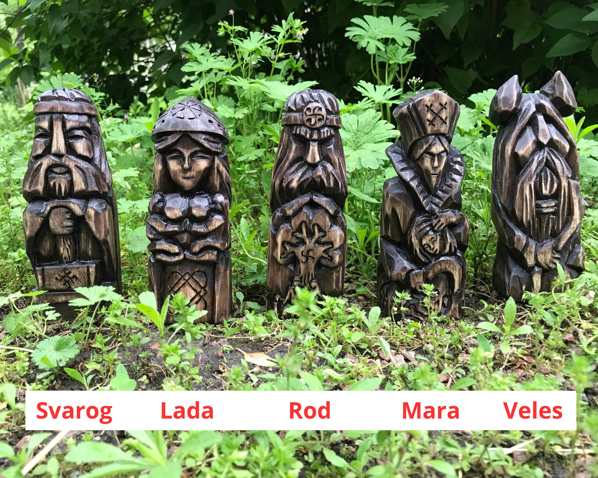 Slavic Pagan Gods Rod, Svarog, Lada, Veles, Mara. Hand Carved,slavic ...