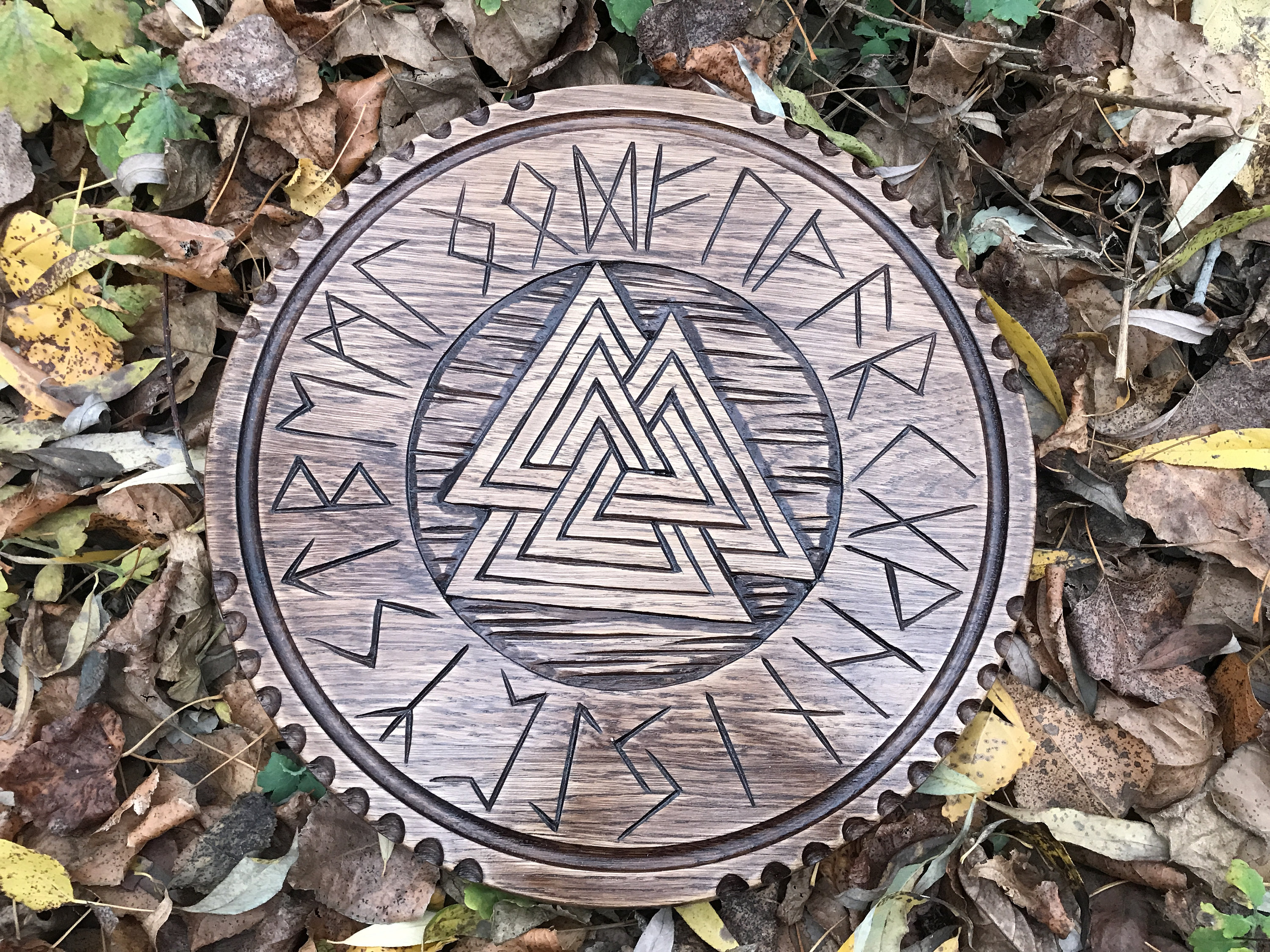 Handmade Valknut Altar: Ash & Beech Wood, Norse Pagan Decor - Etsy